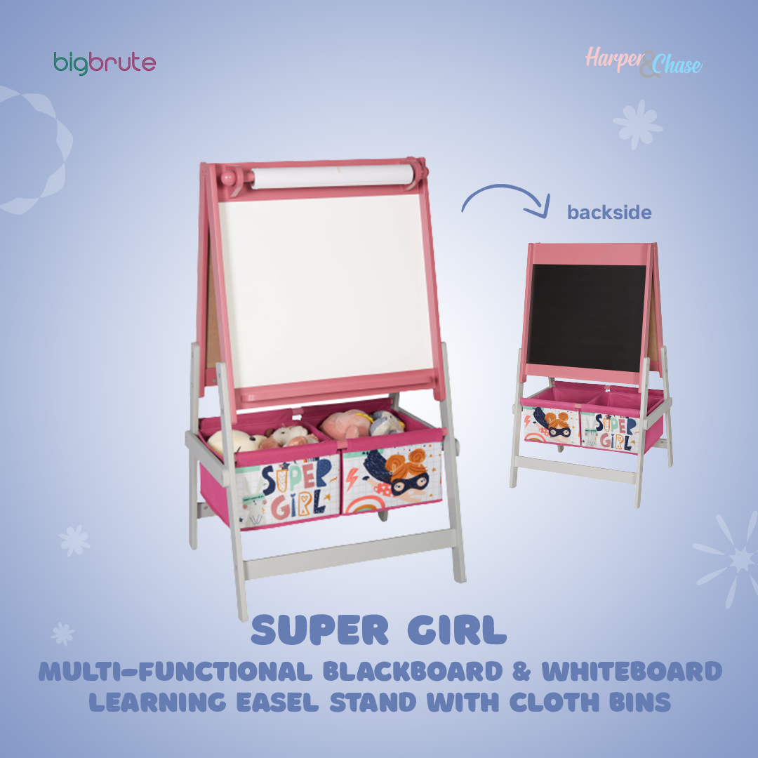 Harper & Chase Super Girl Multi-Functional Blackboard & Whiteboard Lea ...
